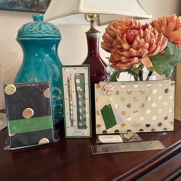 kate spade | Accessories | Nwt Kate Spade Bundle Gold Dots Pouch Stylus ...